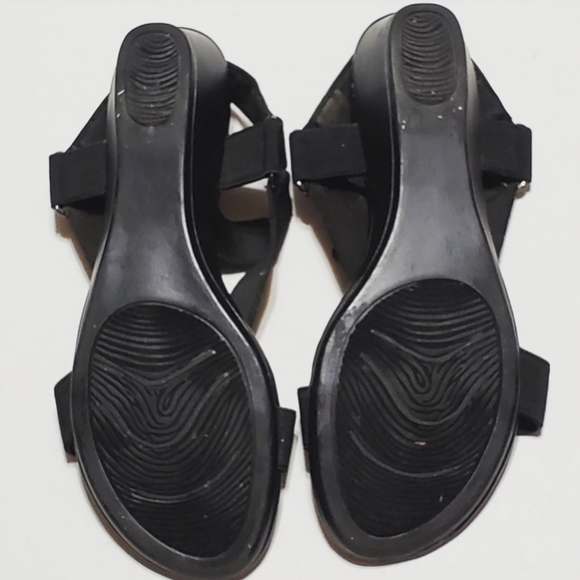 Impo | Shoes | Impo Stretch Black Sandals Patent Wedges | Poshmark